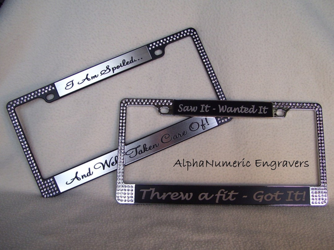 Custom Crystal License Plate Frame: Personalized Engraved Car Decor - Etsy