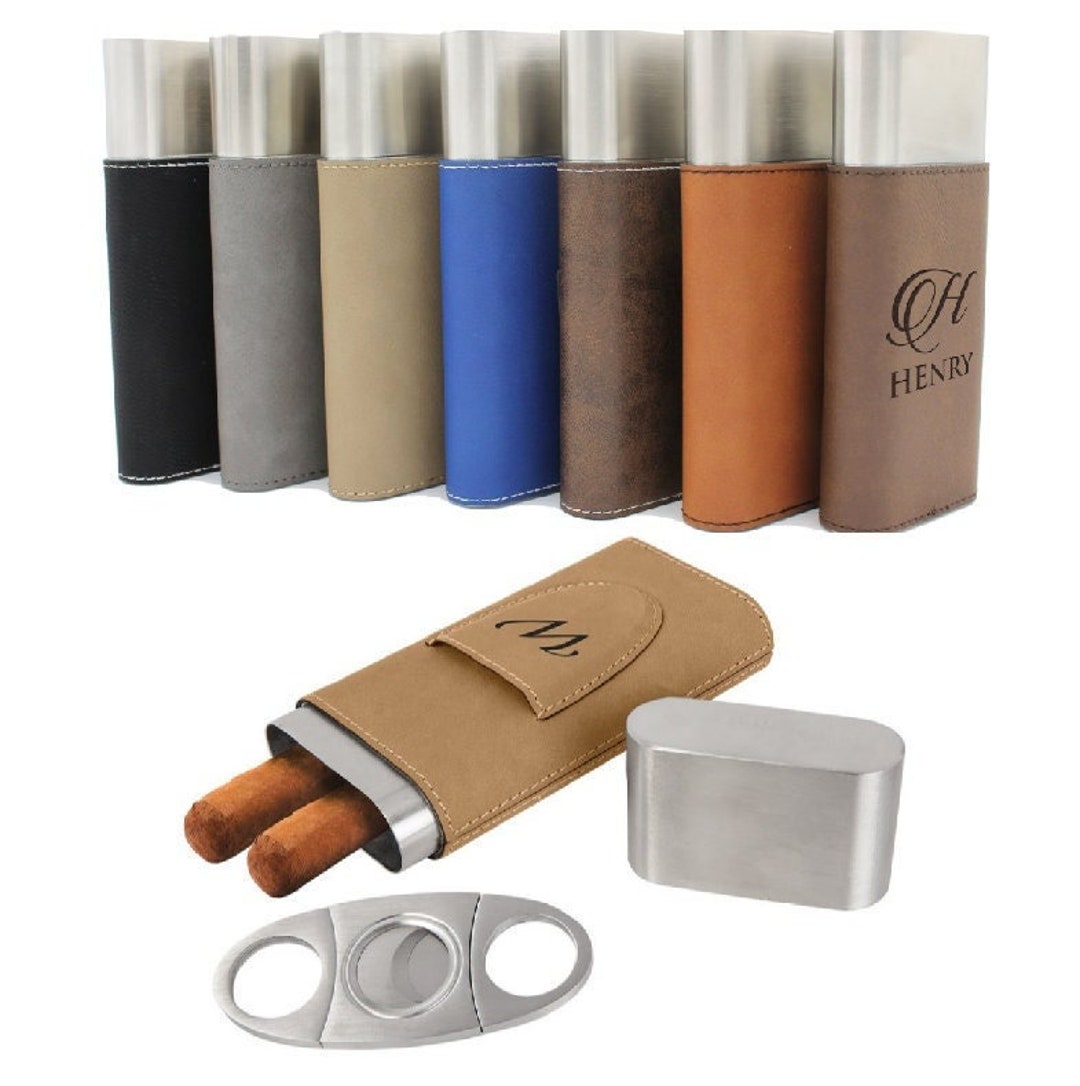 Ten Personalized Cigar Travel Case, Cigar Holder Leather Cigar Case ...
