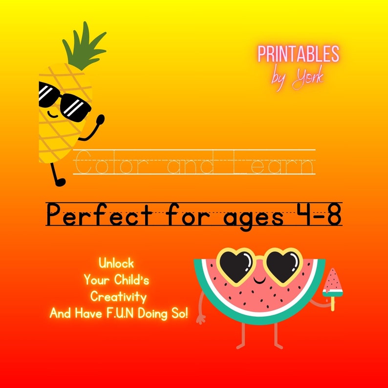 Fruit Coloring & Handwriting Practice Book - 26 Printable Pages for ...