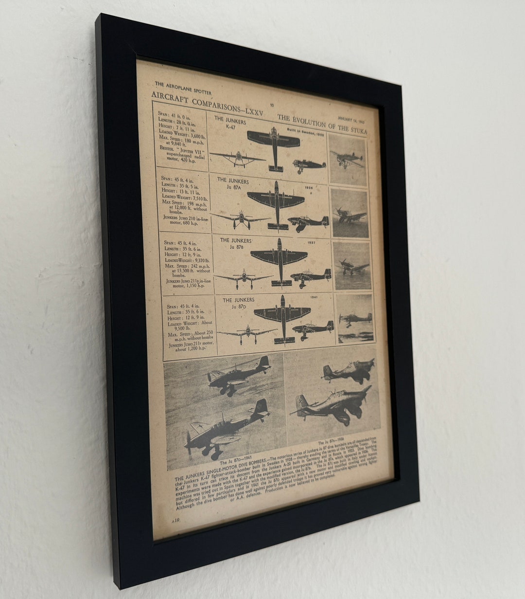 Original 1943s Junkers Ju 87 Diagram evolution of the Stuka - Etsy