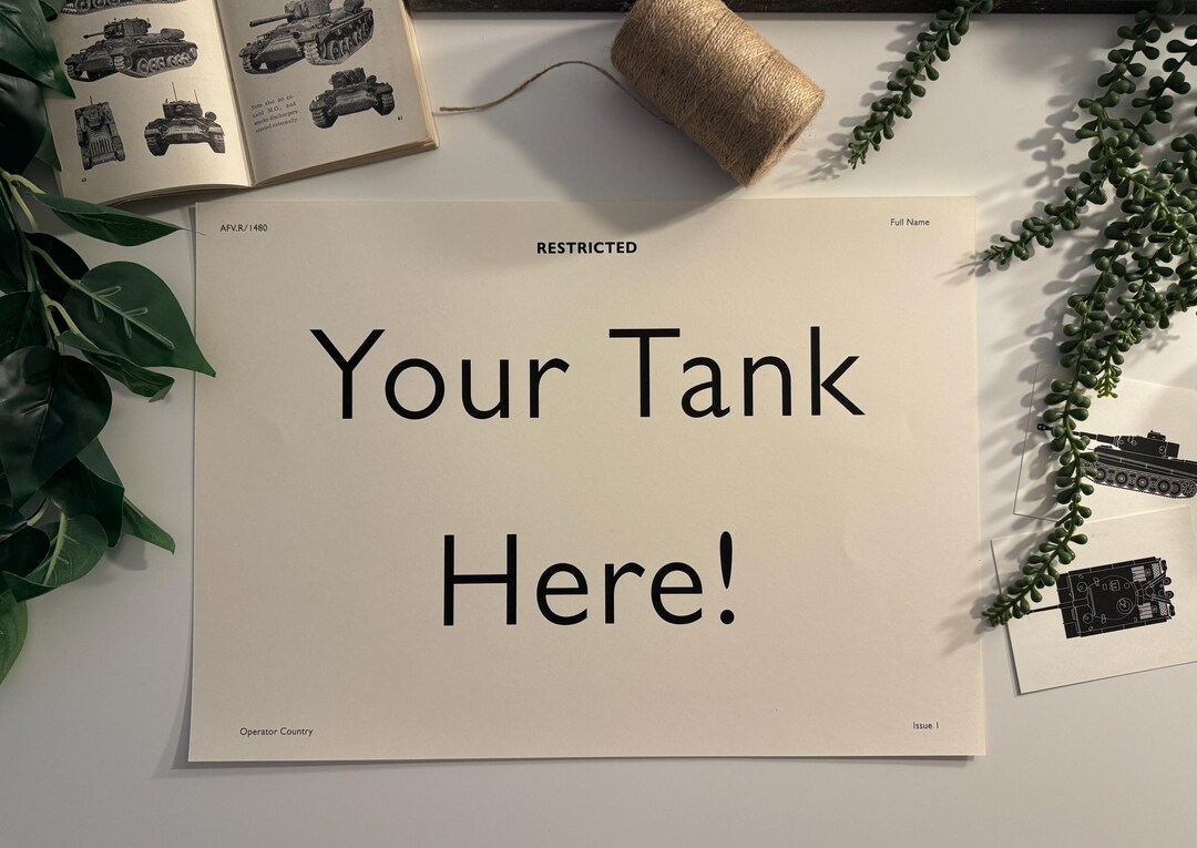 Custom Tank Recognition Poster - Made to Order - A3 Size - Etsy