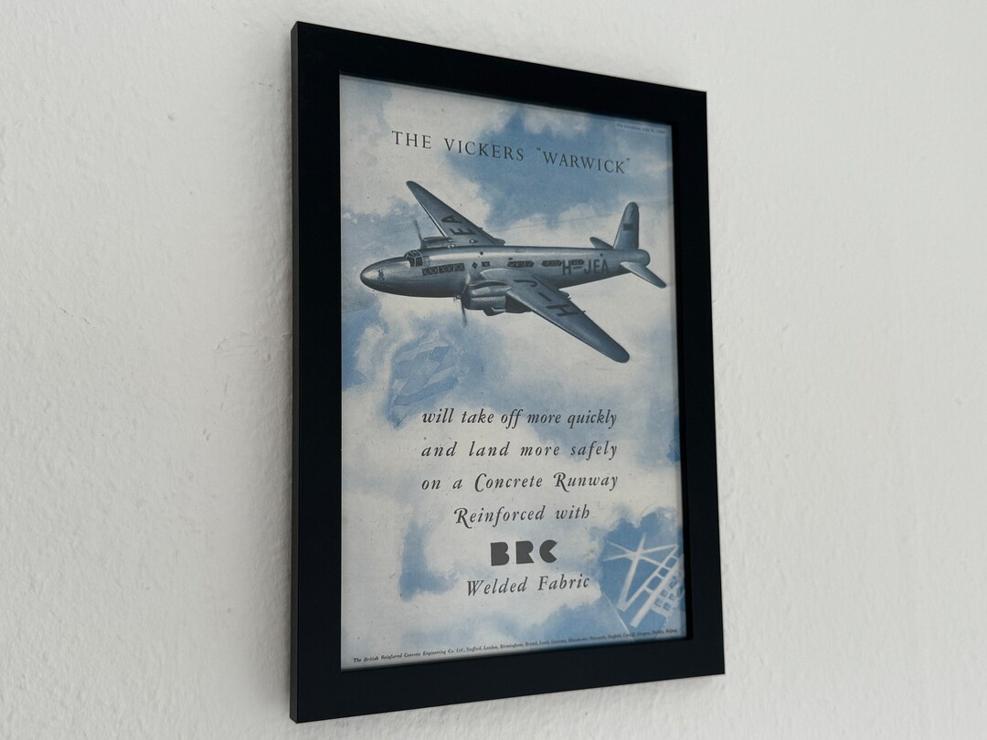 Original 1944 Vickers Warwick Advertisement "reinforced With Brc" - A4 ...