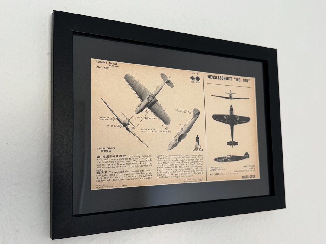 Original 1943 Bf 109F Recognition Diagram - Etsy