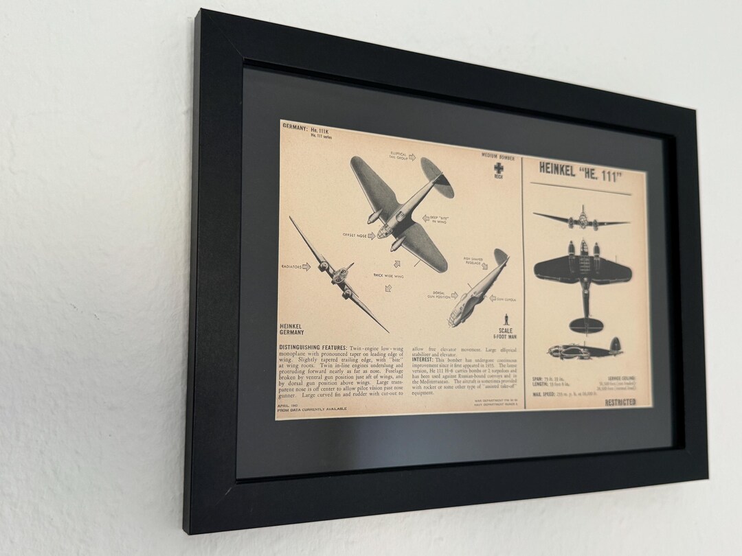 Original 1943 He 111 Bomber Recognition Diagram - Etsy