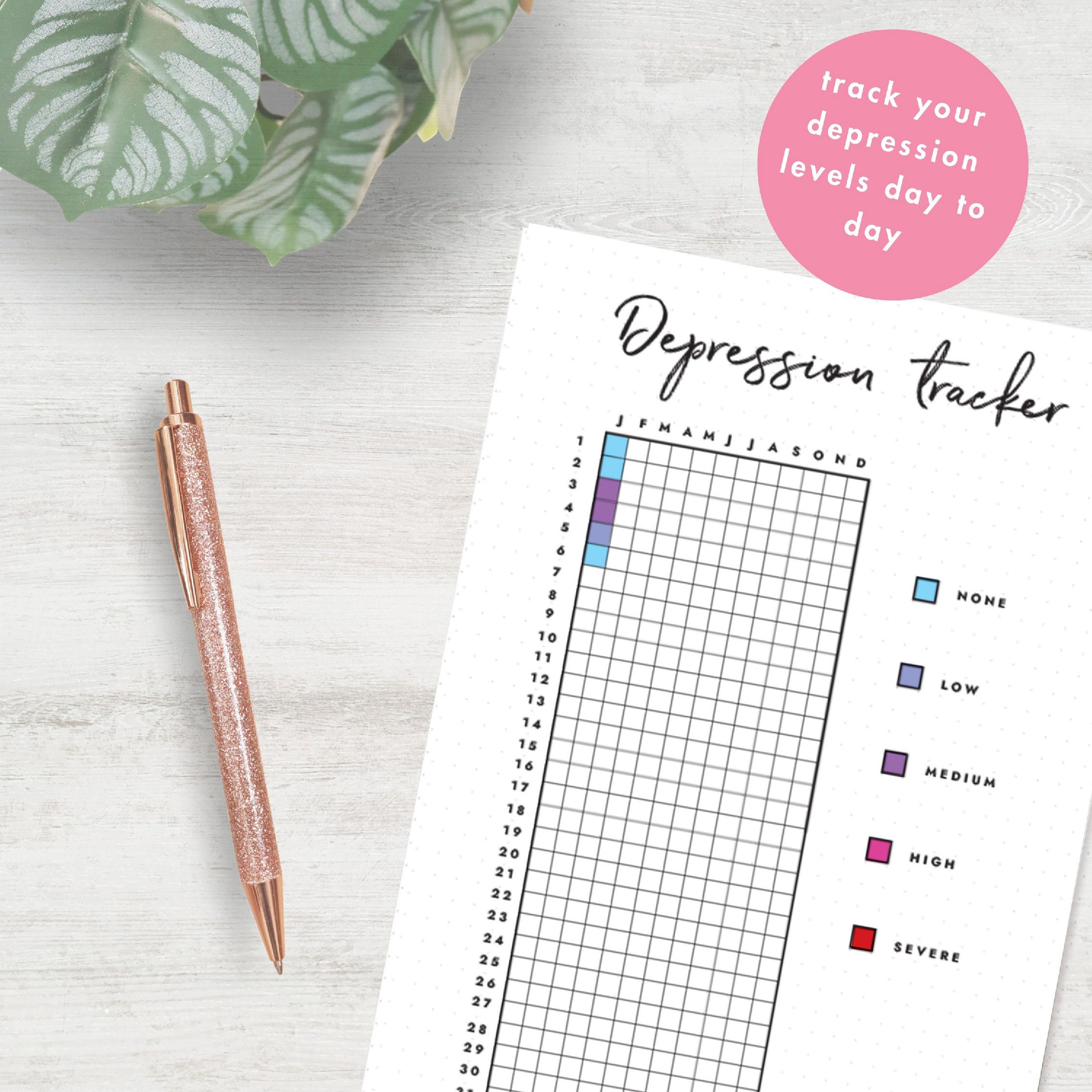 Depression Tracker Printable A5 Planner Bullet Journal Planner Insert ...