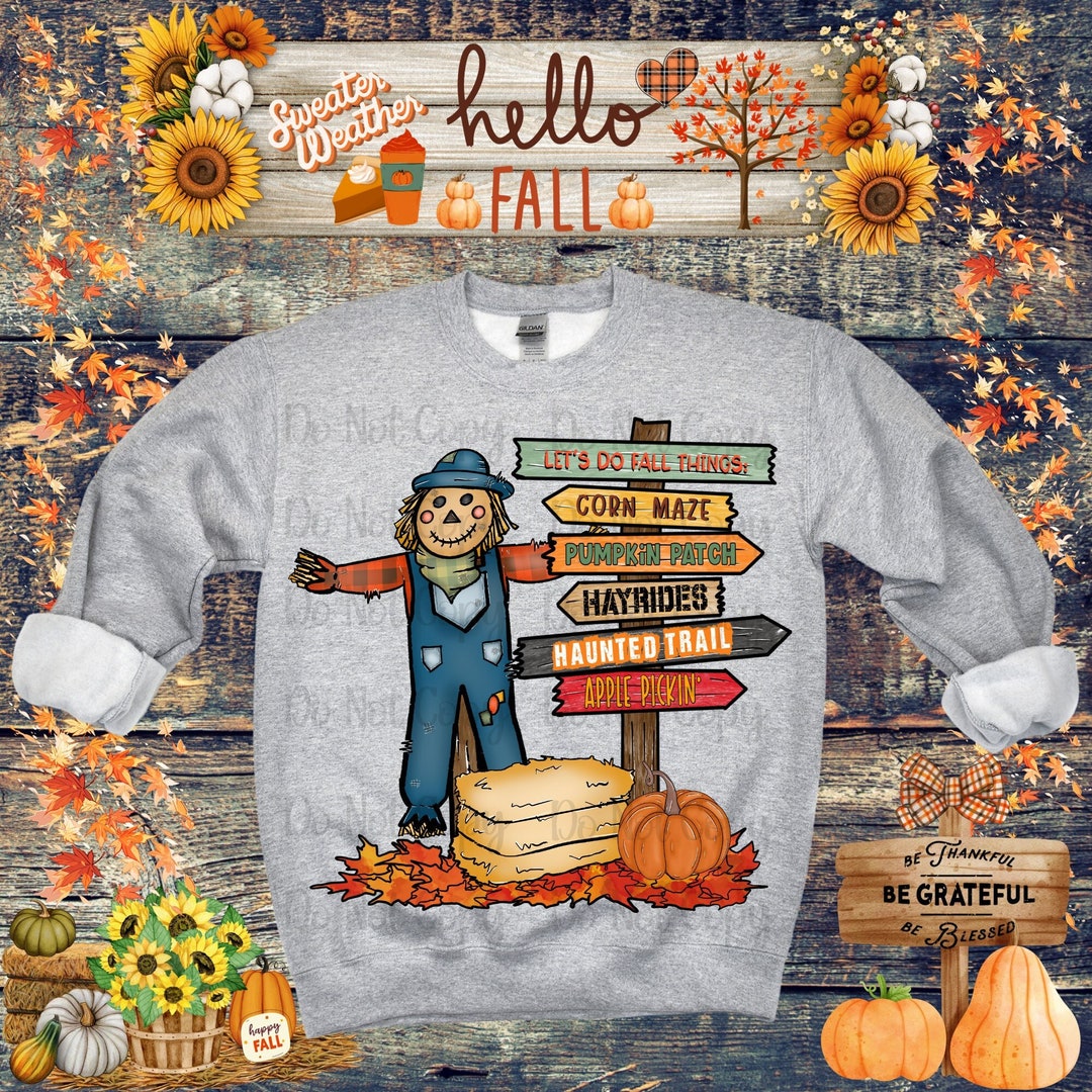 Let's Do Fall Things Boy Scarecrow Graphic Sweatshirt, Fall Crewneck ...