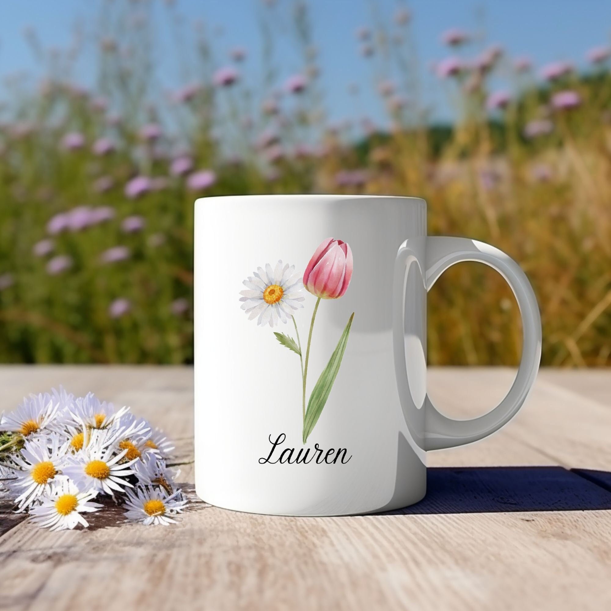 Customized Birth Flower Mug Birth Month Tea Cup Flower Coffee Mug