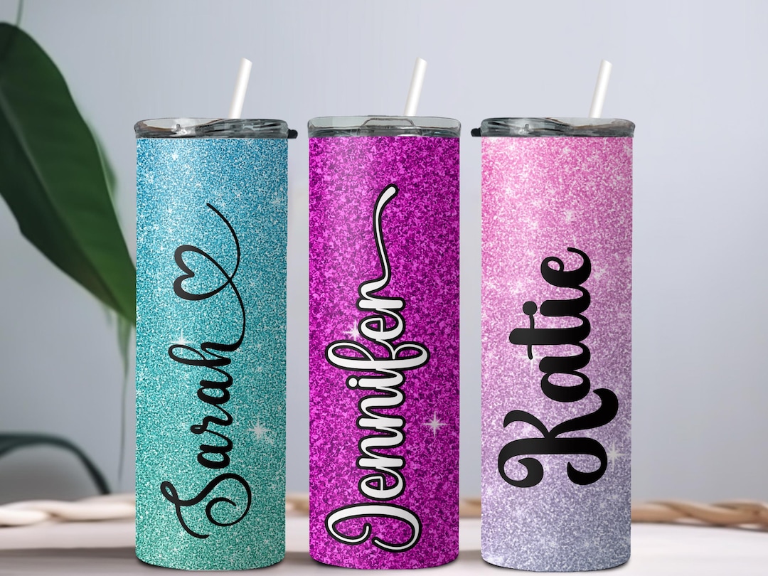Custom Glitter Tumbler Cup With Lid and Straw Personalized Glitter Name ...