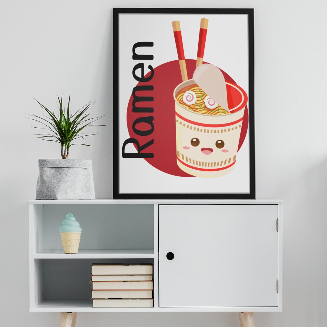 Ramen Noodle Cup, Anime Inspired, Chopsticks, Asian Style Wall Art - Etsy