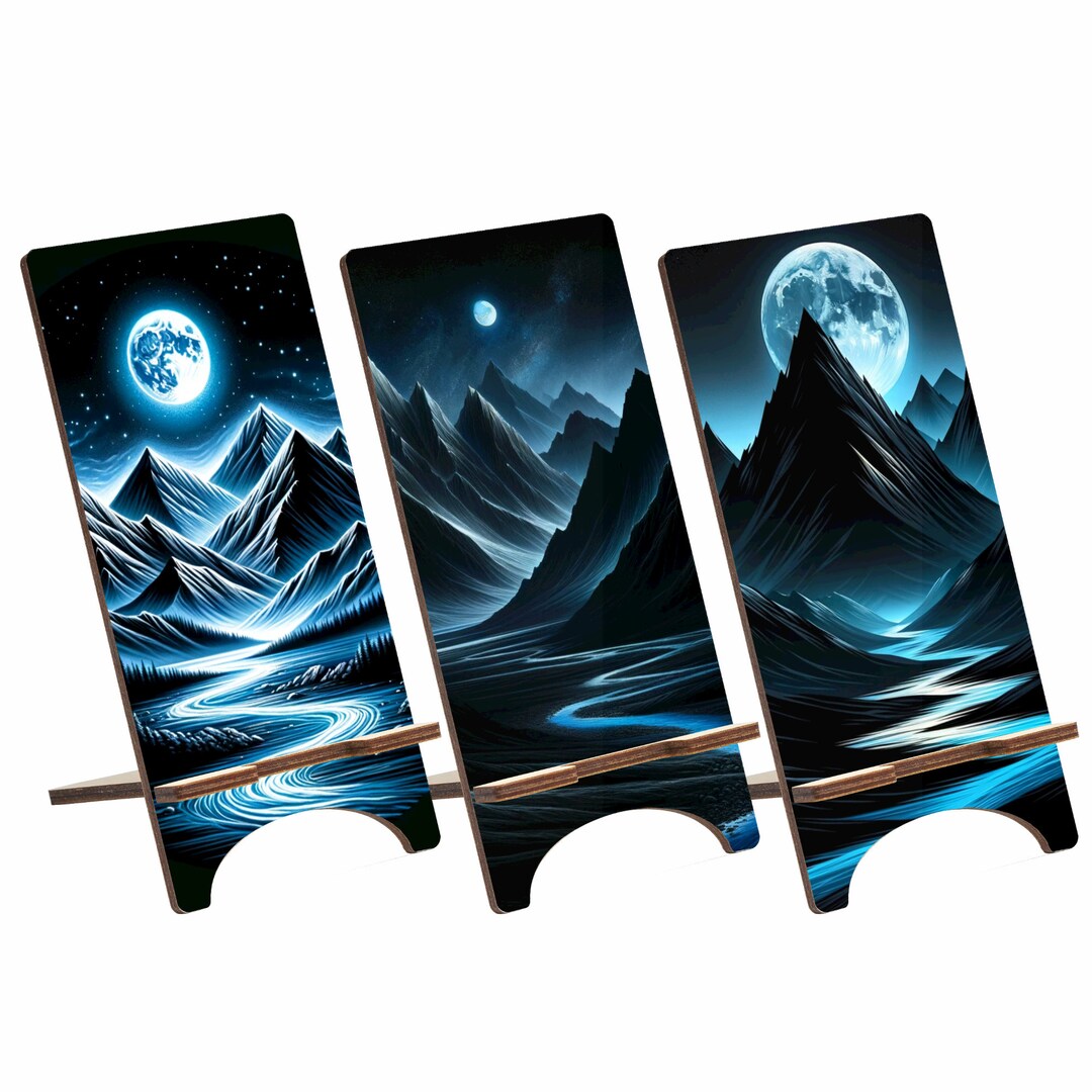 Black Mountains River Wood Phone Stand, Stars Holder, Gift, Docking ...