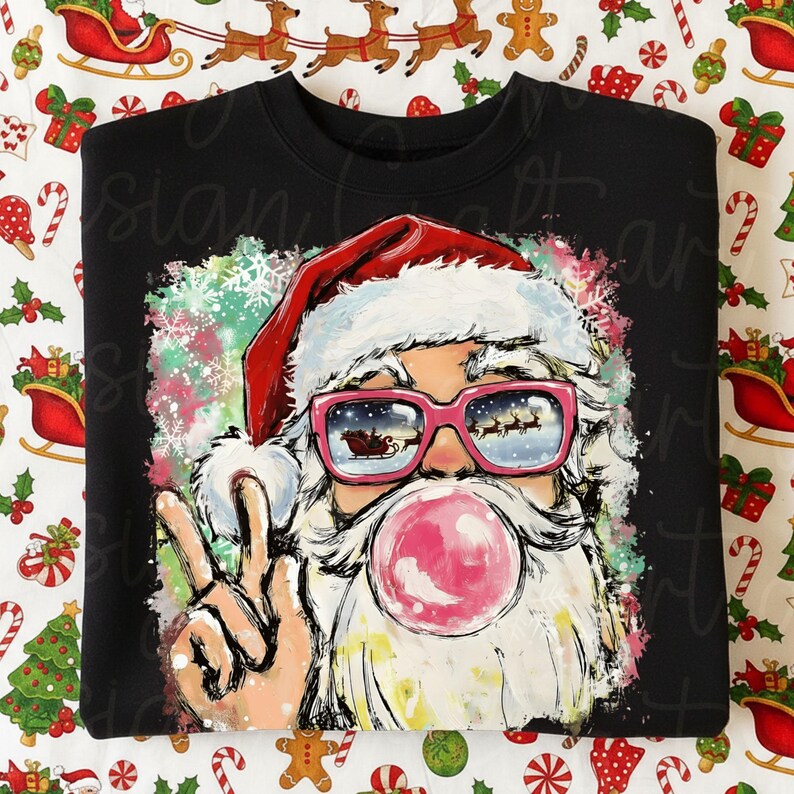 Preppy Santa Clause Png, Coquette Christmas Png, Glitter Santa Claus ...