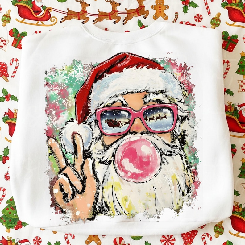 Preppy Santa Clause Png, Coquette Christmas Png, Glitter Santa Claus ...
