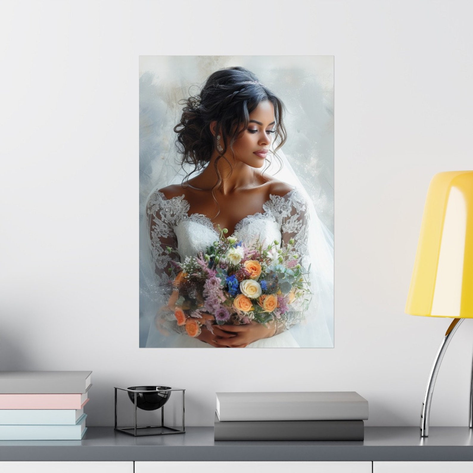 Ink & Ivory A Black Bride on Her Wedding Day Watercolor Art Matte ...