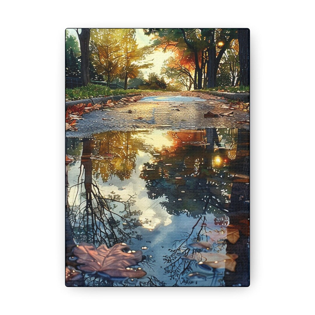 Puddle Portraits Leaves Floating in A Reflective Puddle in A Park ...