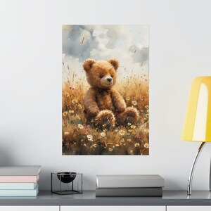 Teddy's Meadow A Teddy Bear Alone in a Wheatfield Matte Vertical ...