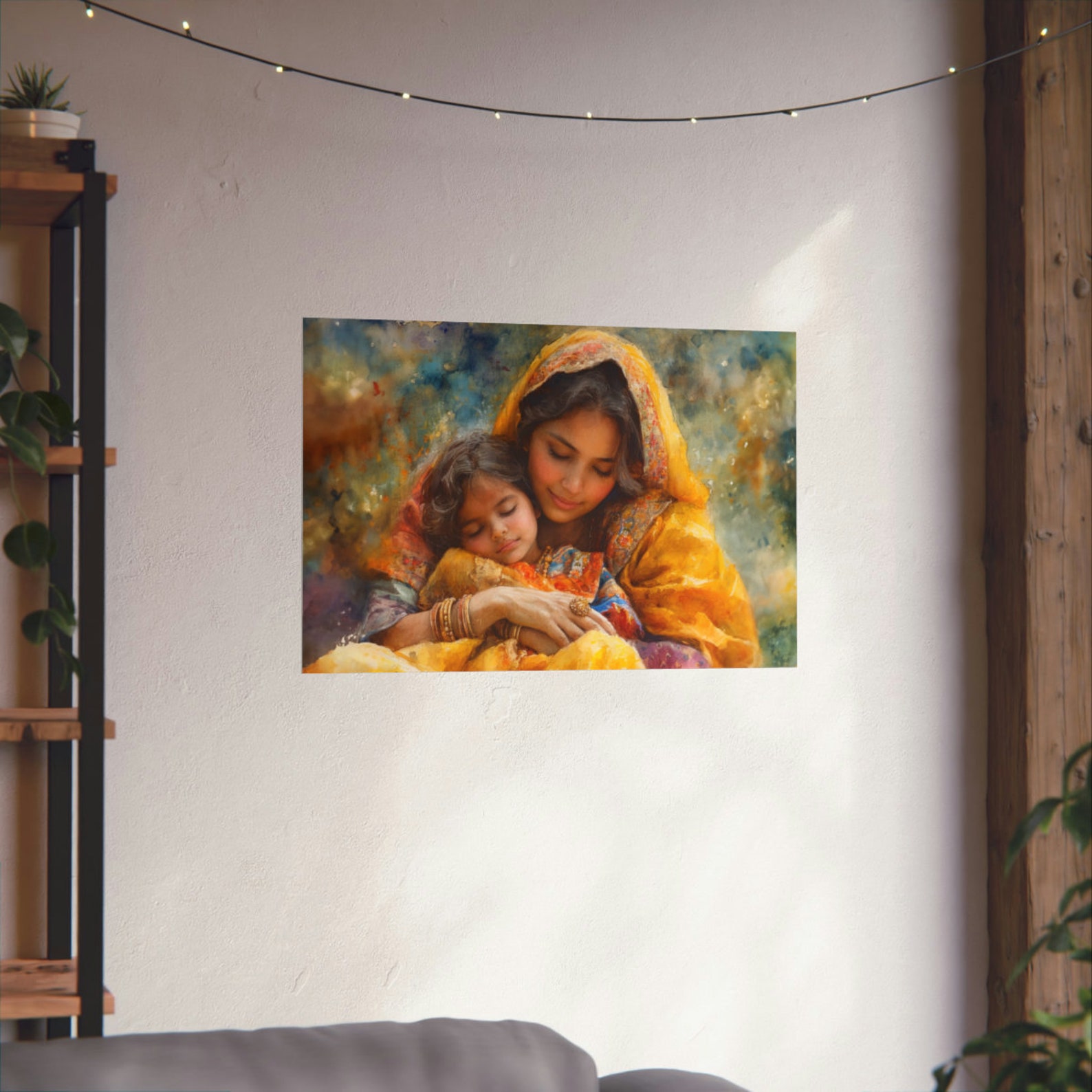 Cradled in Love an Indian Mother Hugging Her Sleeping Child Watercolor ...