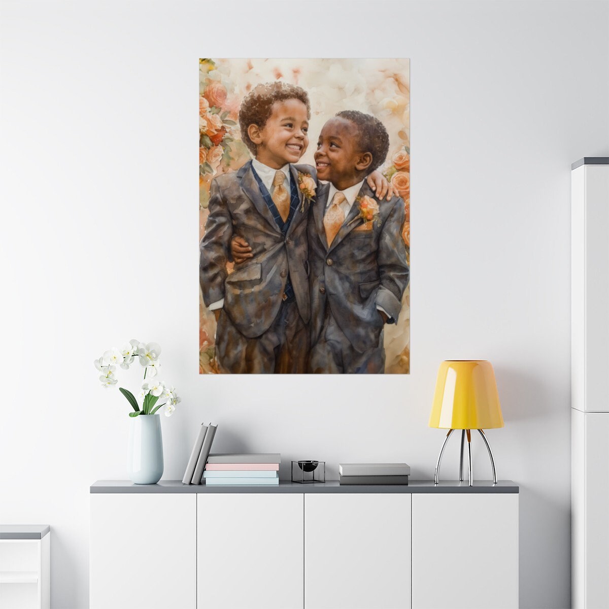 Dapper Duo Two Black Boys in Suits Bonding Watercolor Art Matte Vertical Posters - Etsy