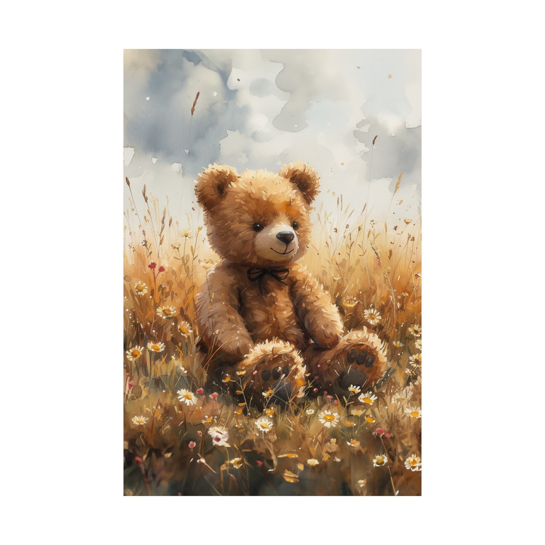 Teddy's Meadow A Teddy Bear Alone in a Wheatfield Matte Vertical ...