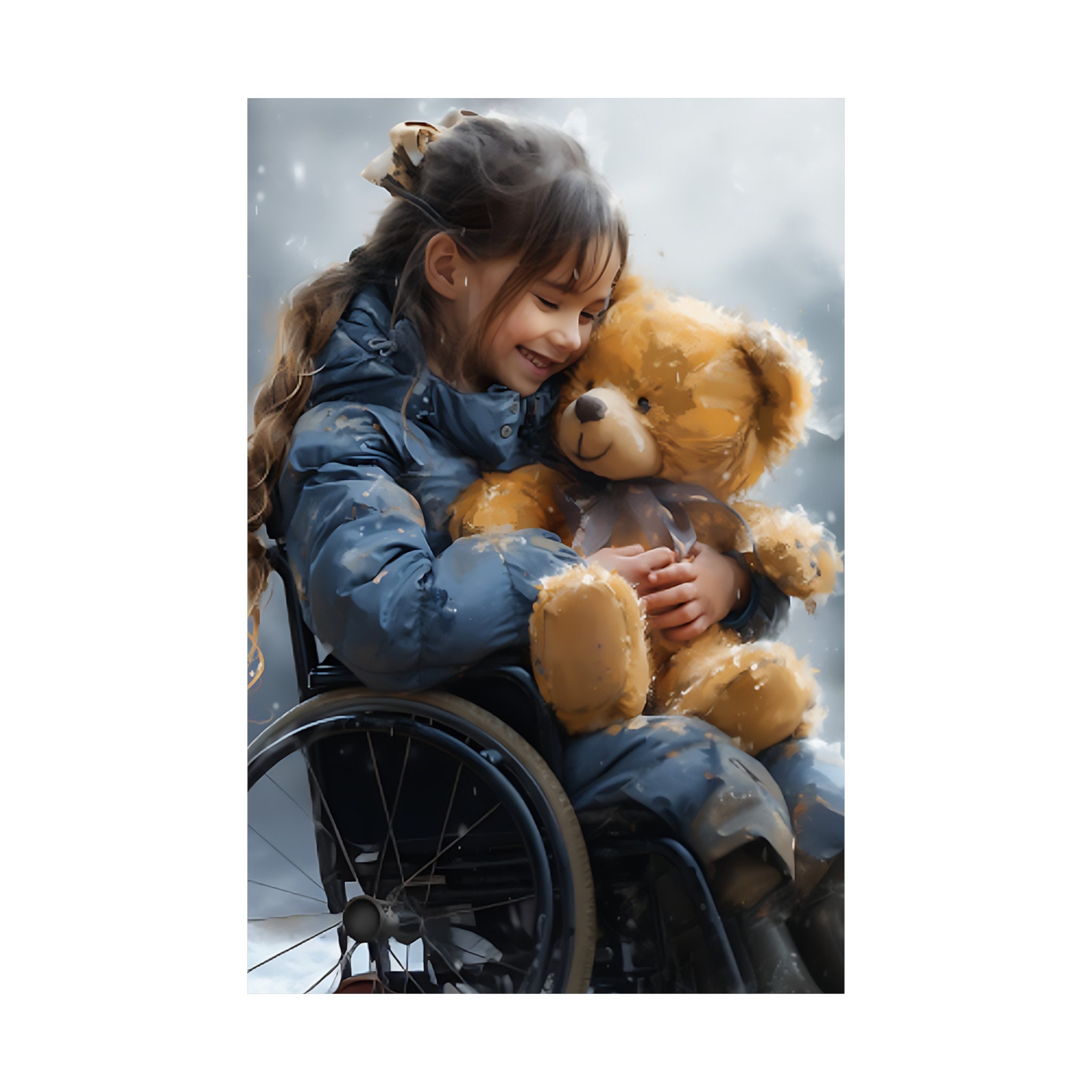 Teddy Treasures A Little Girl in A Wheelchair Hugging Her Teddy Bear ...