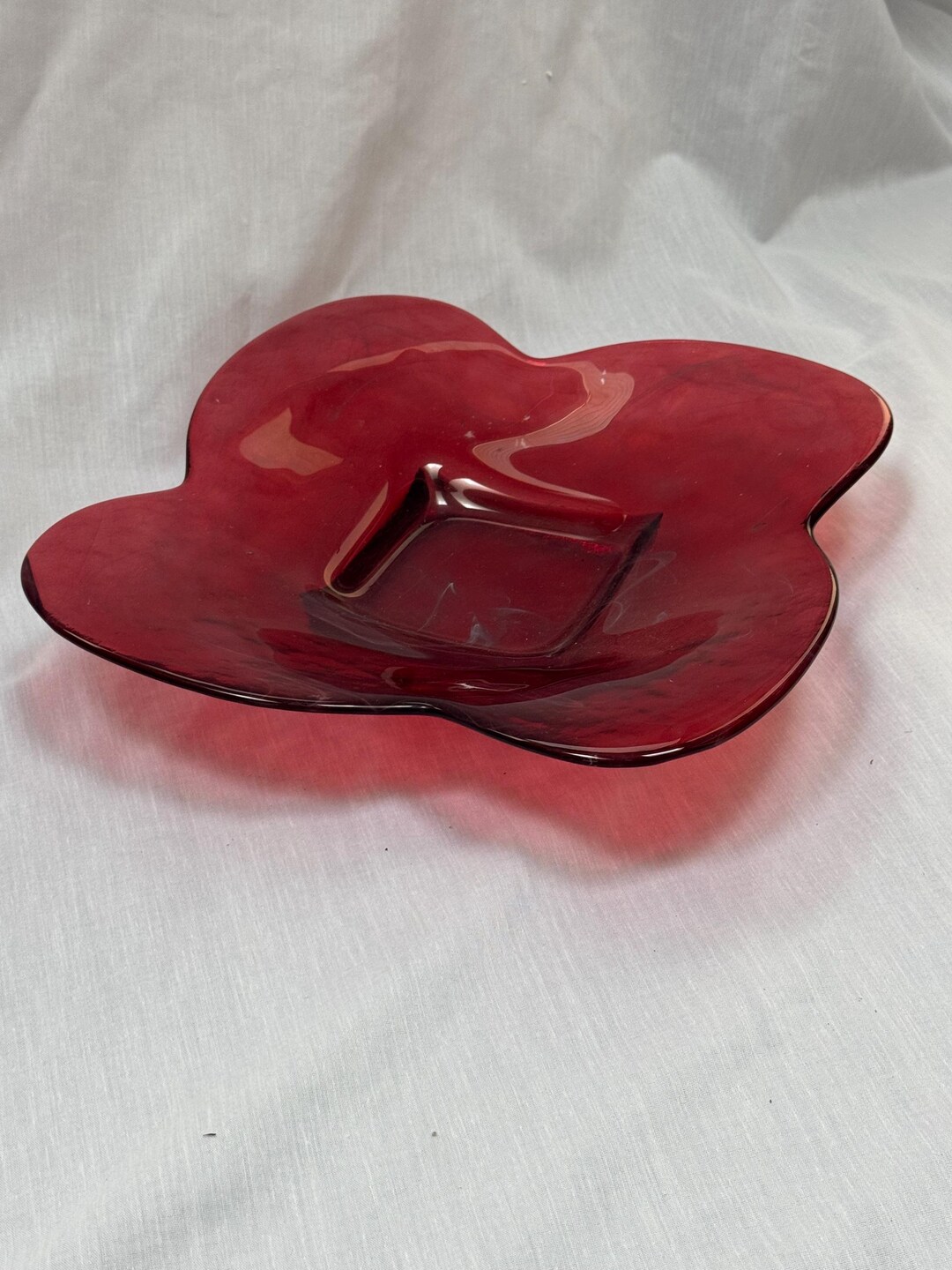 Red Decorative Glass Plate - Etsy