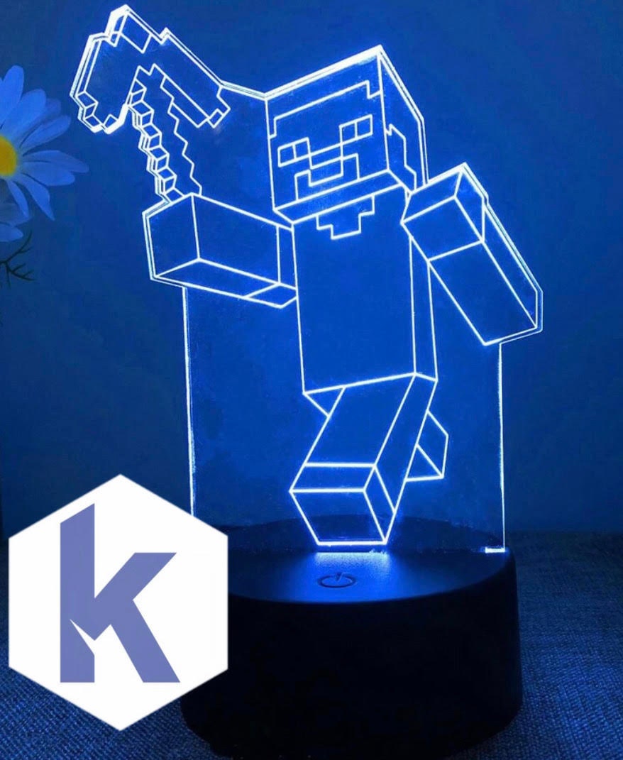 Custom 3D LED Minecraft Steve Night Light Illusion Lamp Creeper - Etsy