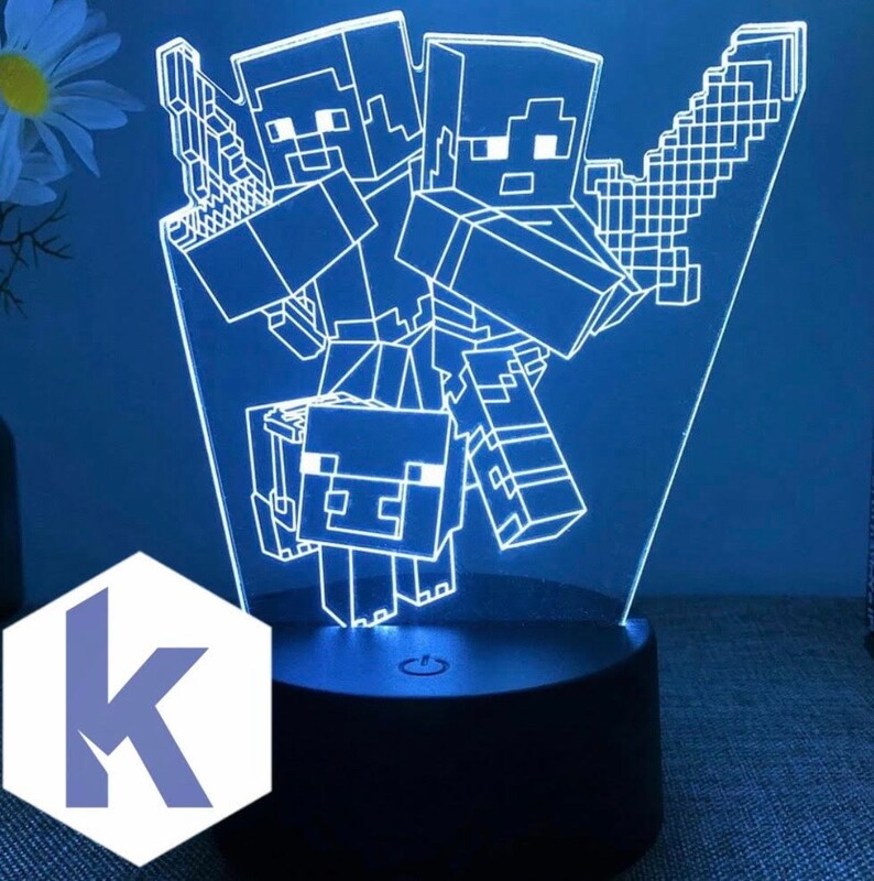 Custom 3D LED Minecraft Steve Night Light Illusion Lamp Creeper - Etsy