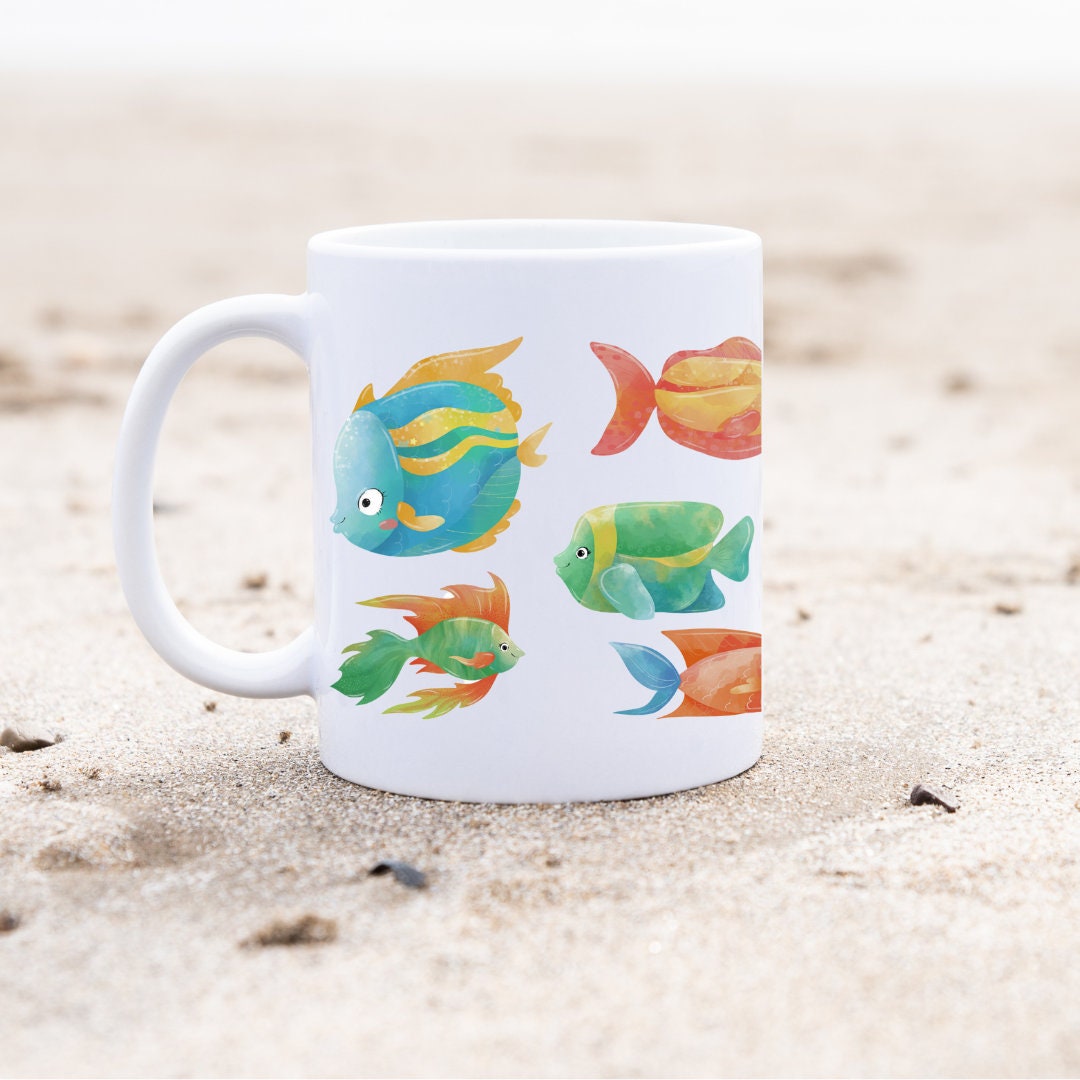 Colorful Coral Reef Fish Glossy Mug Ocean Creatures Nautical Mug - Etsy