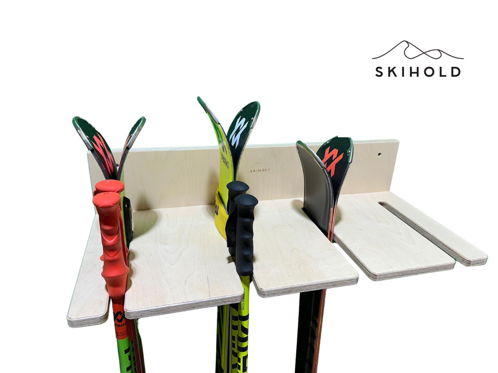 Wooden Ski Wall Mount Handmade | Ski Rack Birch Wood Wall Storage | Ski ...