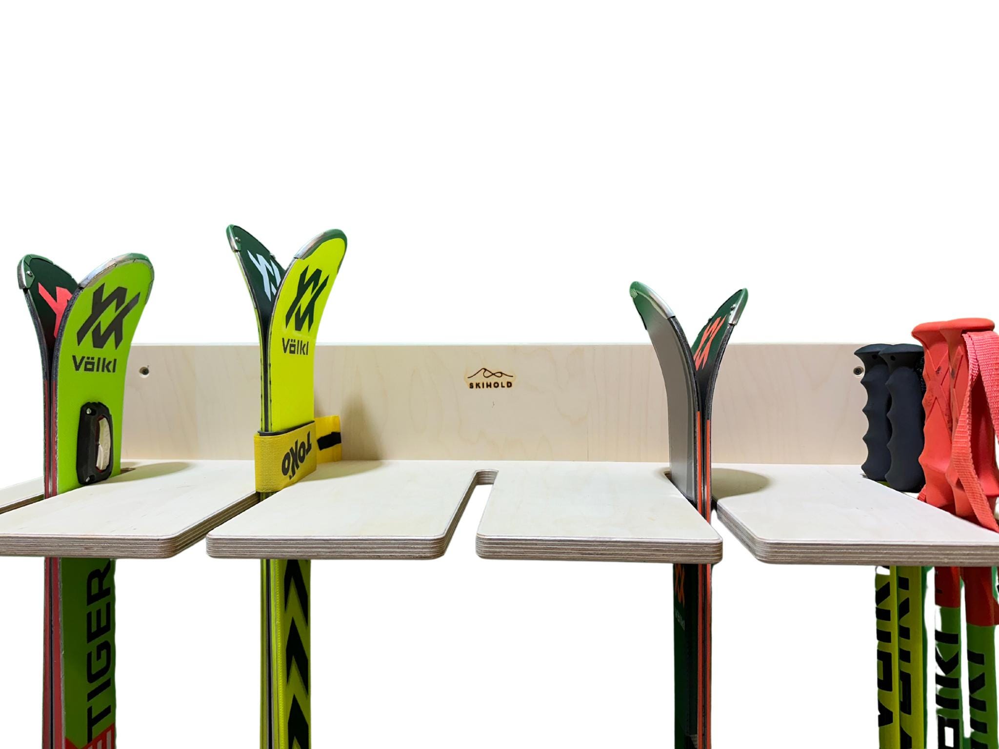 Wooden Ski Wall Mount Handmade | Ski Rack Birch Wood Wall Storage | Ski ...