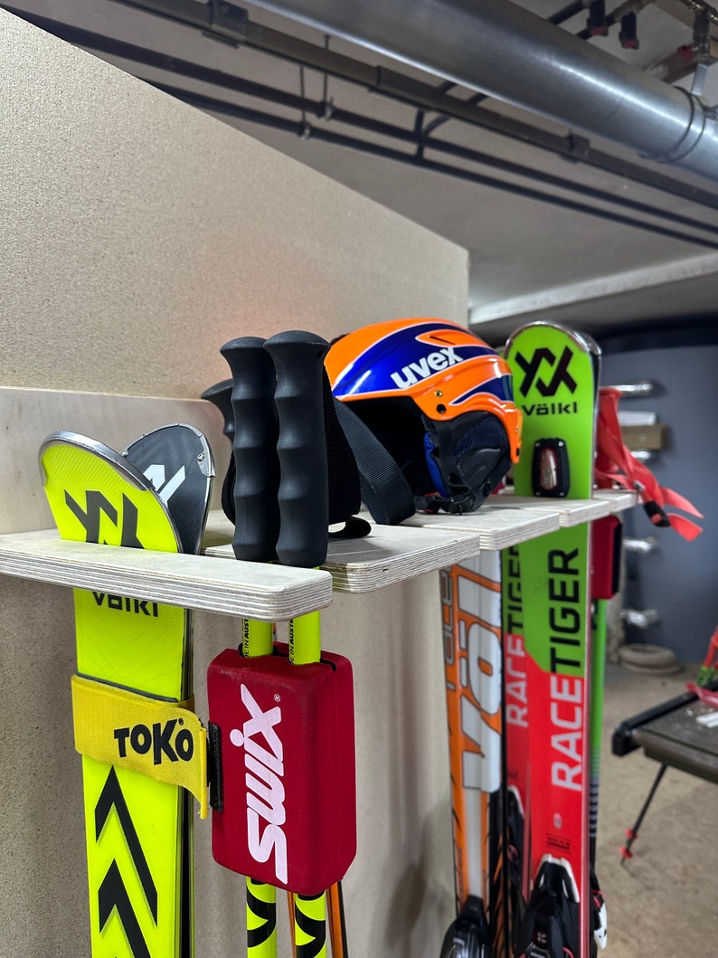 Wooden Ski Rack Handmade Wall-mounted Storage for Skis, Snowboards and ...