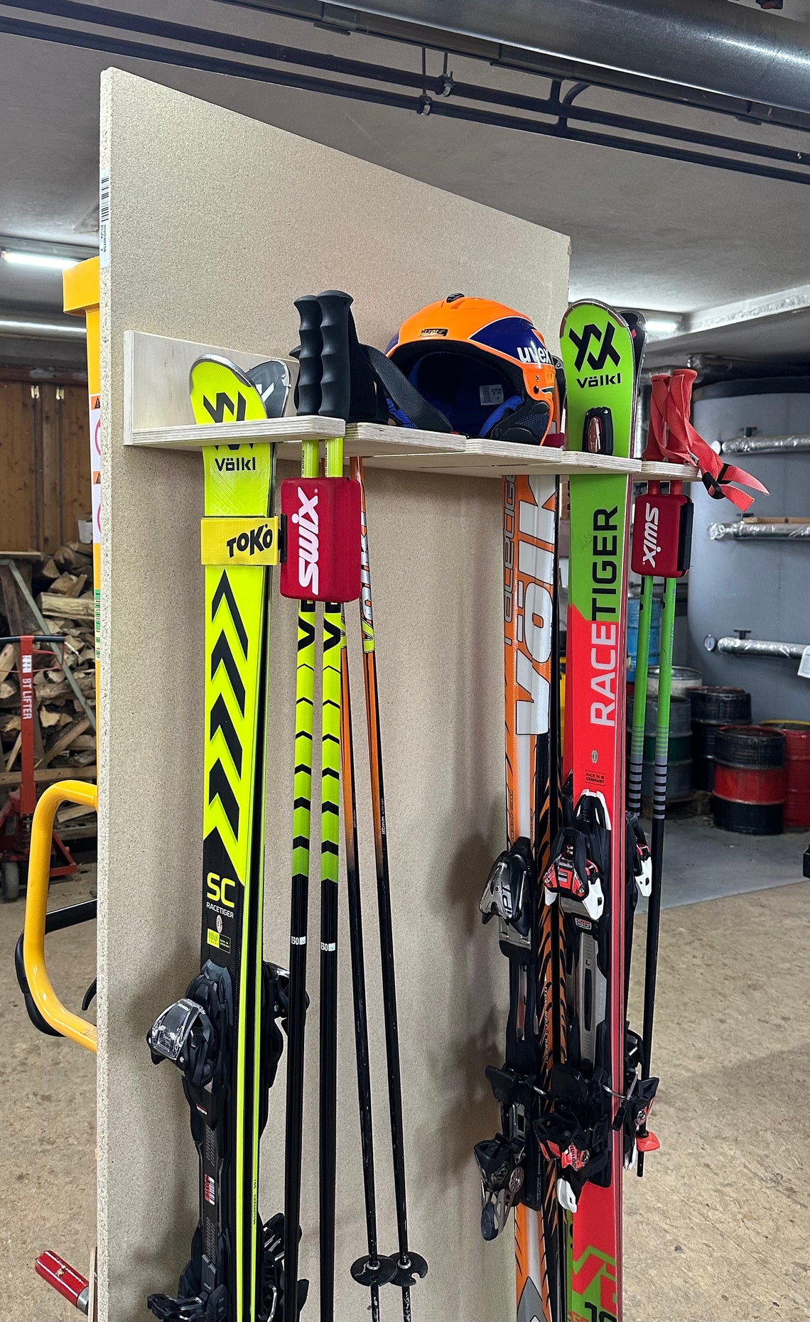 Wooden Ski Wall Mount Handmade | Ski Rack Birch Wood Wall Storage | Ski ...