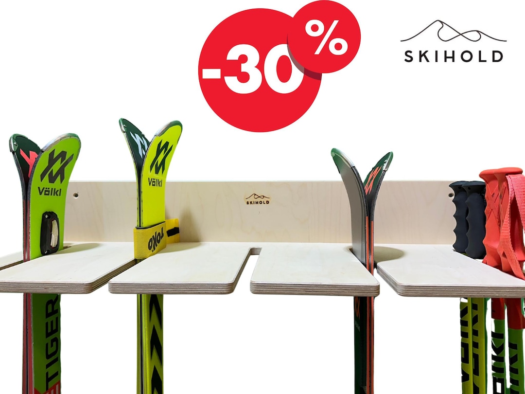 Wooden Ski Rack Handmade Wall-mounted Storage for Skis, Snowboards and ...