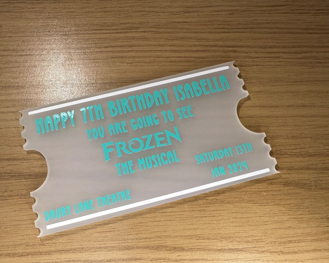 Personalised Acrylic Ticket | Ticket | Acrylic Ticket | Ticket Gift ...