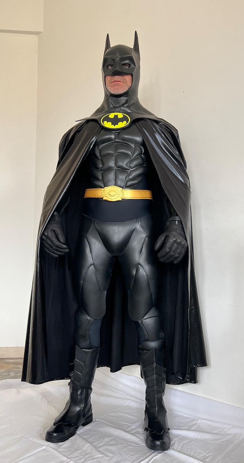 Batman Full Costume 1989 Bat Suit Halloween Cosplay Burton Keaton ...