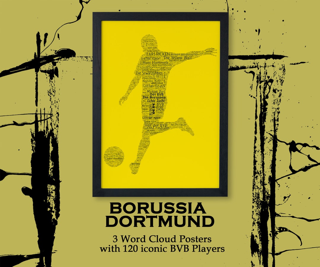 3 Borussia Dortmund Word Cloud Poster Set, Wall Art, Poster, Gifts, BVB ...