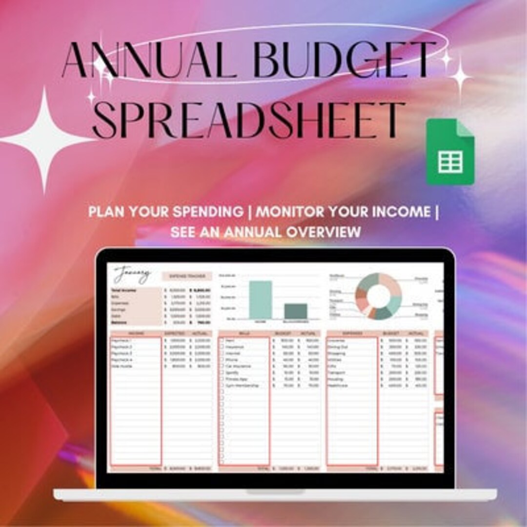 Annual Budget Spreadsheet Google Sheets Budget Planner Excel Monthly ...