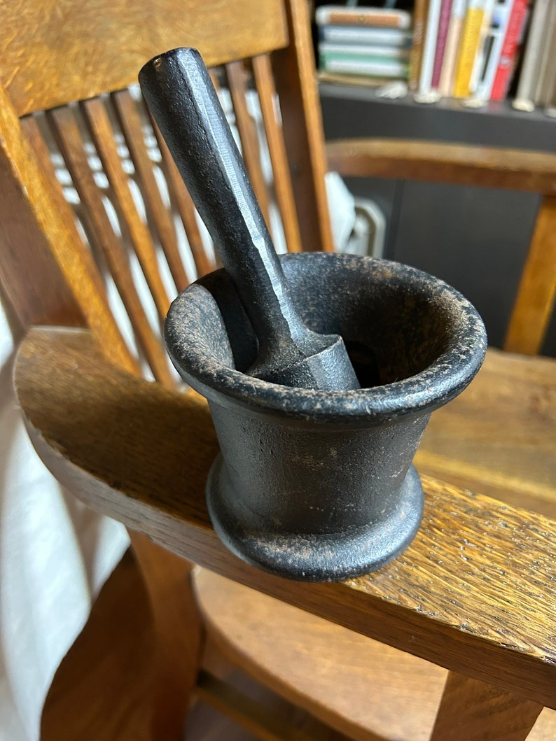 Antique Cast Iron Mortar and Pestle - Etsy