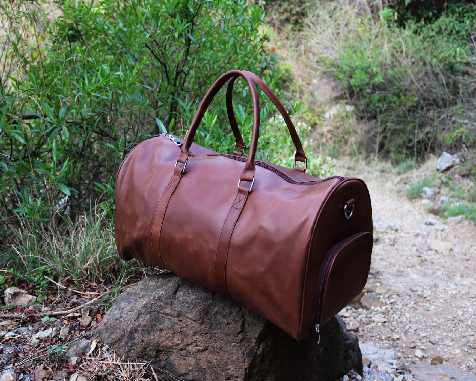 Full Grain Leather Duffle Bags for Men and Women, Personalized Handmade ...