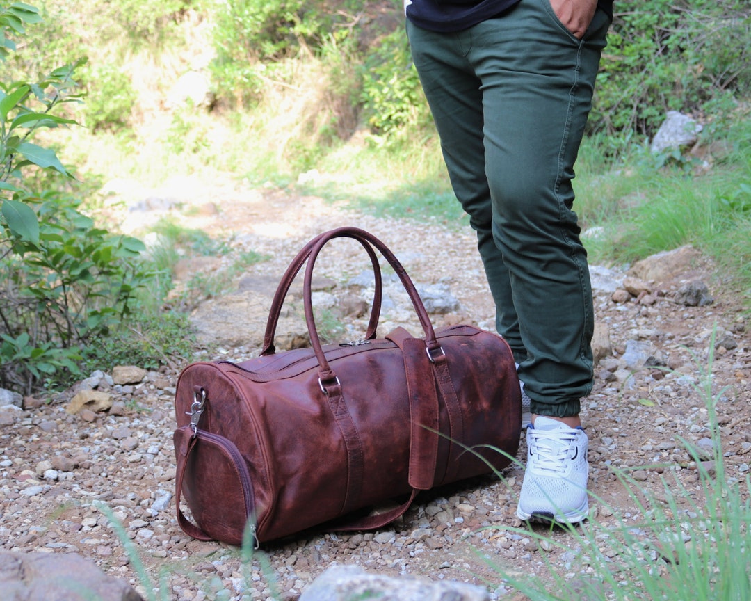 Full Grain Leather Modern Duffle Bag Men Leather Weekender Bag Women ...