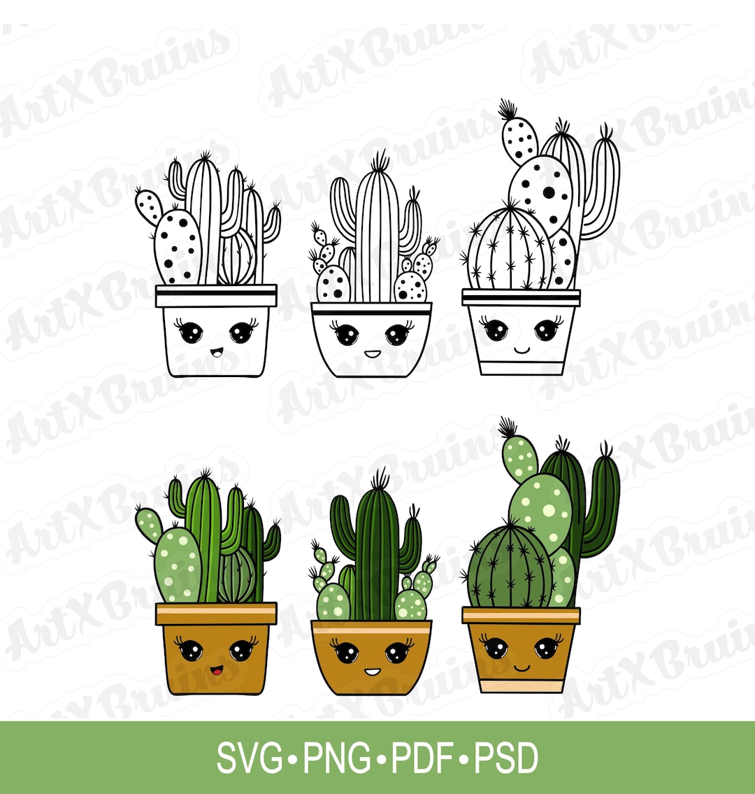 Cactus SVG, PNG, PSD Bundle - Ideal for Stickers & Laser Projects - Etsy