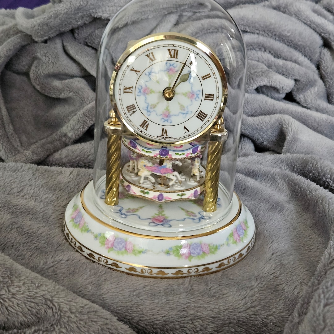 Vintage Franklin Mint Anniversary Porcelain Carousel Clock From 1990s ...