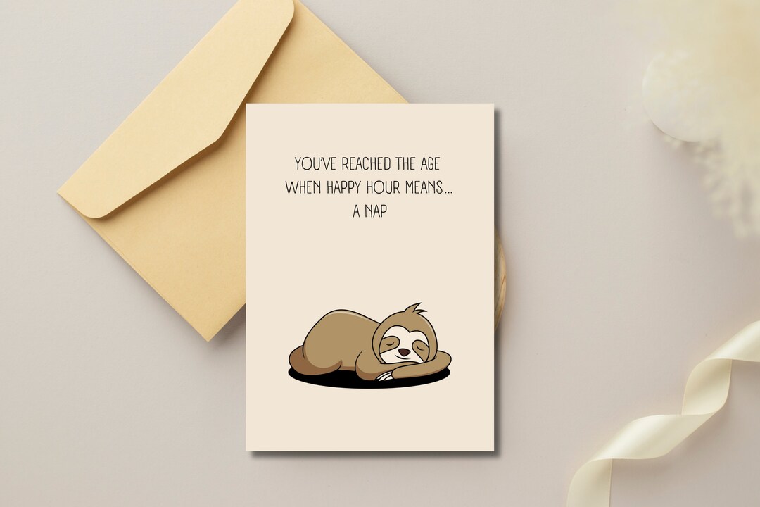 Funny Sloth Birthday Card Printable Anniversary Card Instant Download ...