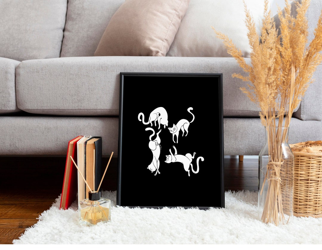 Wallart Spinning Cat Wall Hanging Silly Cat Home Decor Falling Cat Wall ...