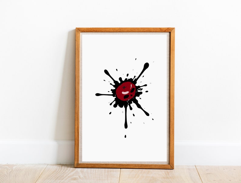 Deadly Tomato, Black and White Art, Wall Art, Skull, Tomato, Gothic ...
