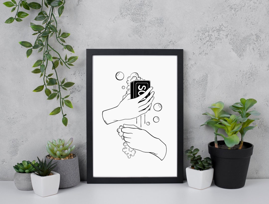 Soapy Hands, Slippery, Soap, Sudds, Bathroom Art, Hand Art, Bubbly ...