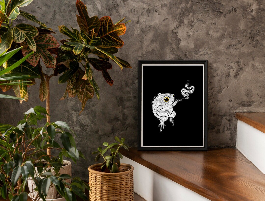 Wall Hanging Pipe Smoking Artistic Smoke Floating Toad Art Wall Art ...