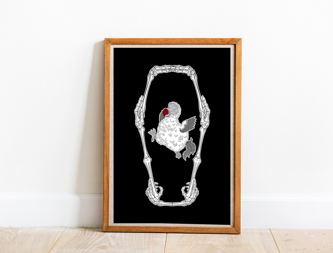 Dodo OH NO! on Black, Wall Art, Dodo Bird, Necromancy, Skeleton, Dodo ...