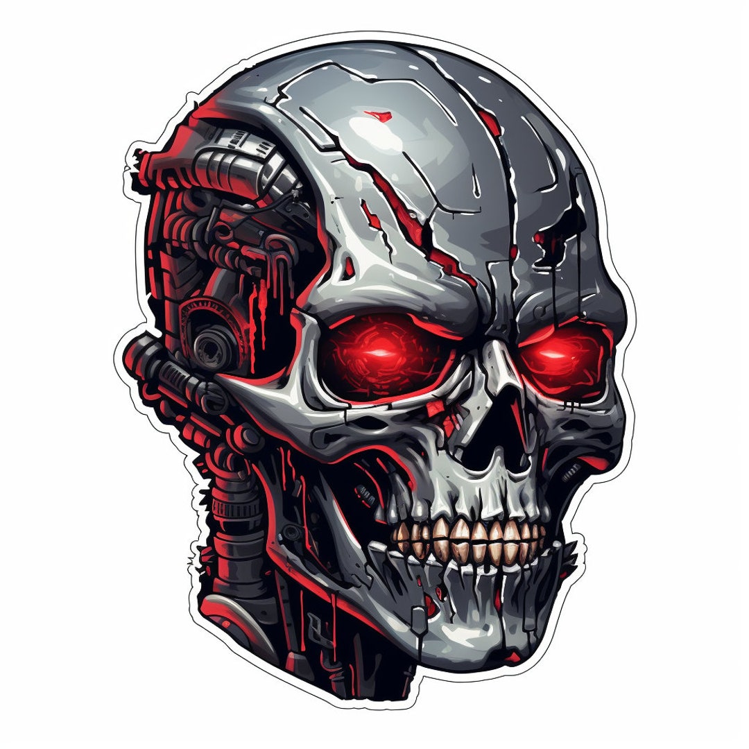 Robot Logo Sticker Design Drawing Cartoon Kawaii Terminator Android - Etsy