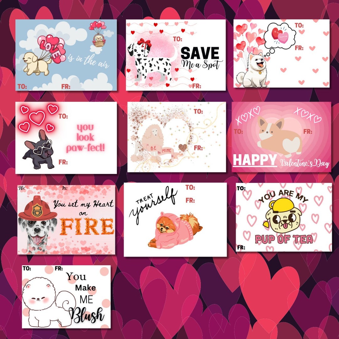 Printable Valentine Card Set for Dog Lovers - Etsy