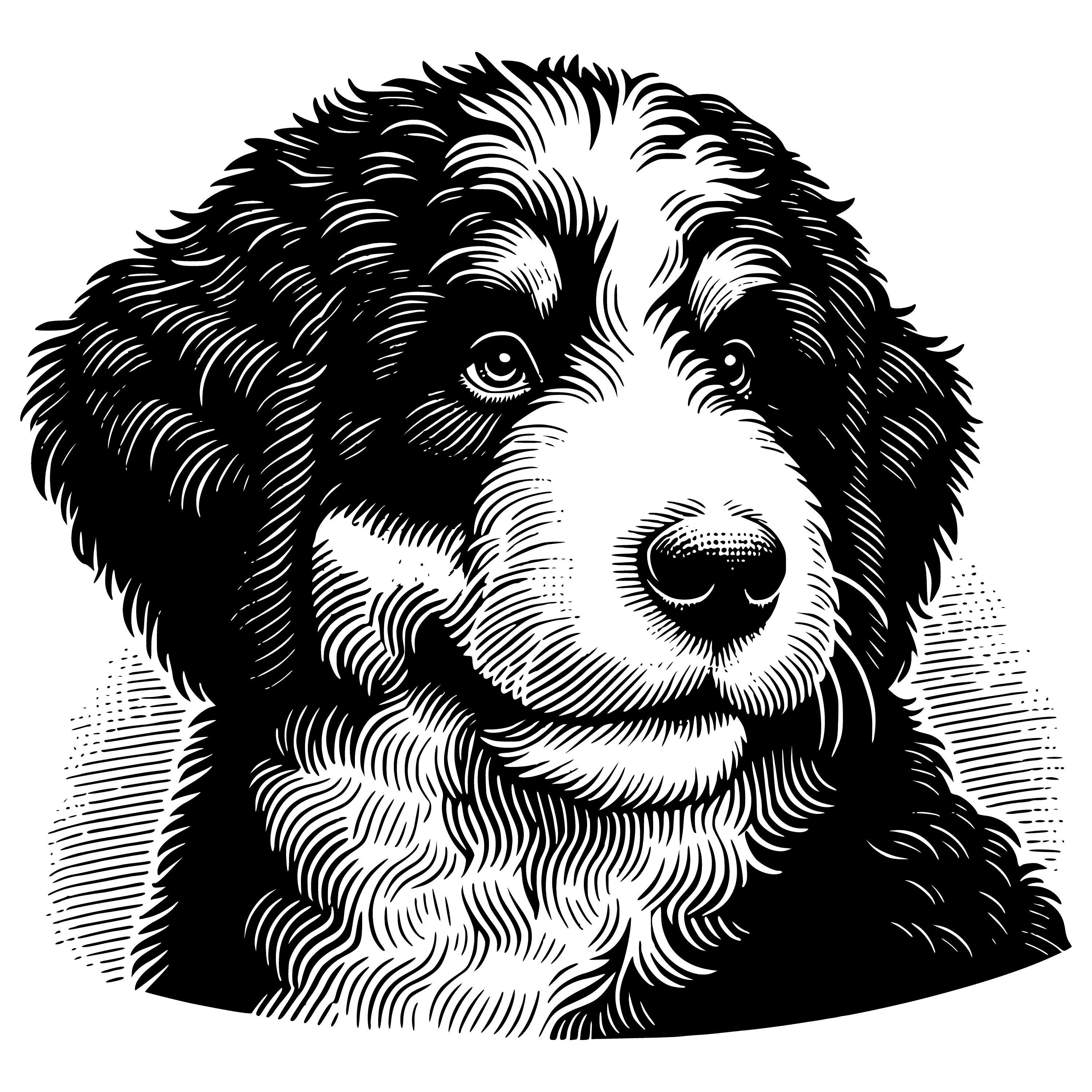 Bernedoodle Dog Clipart, SVG PNG Vector Illustration, Doodle Dog ...